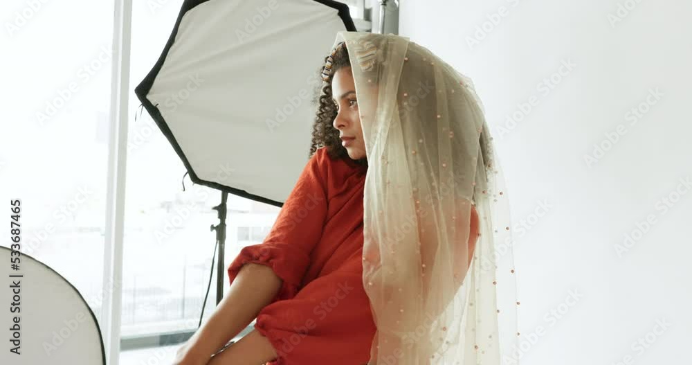 Black woman fashion model, photoshoot and white background photography ...