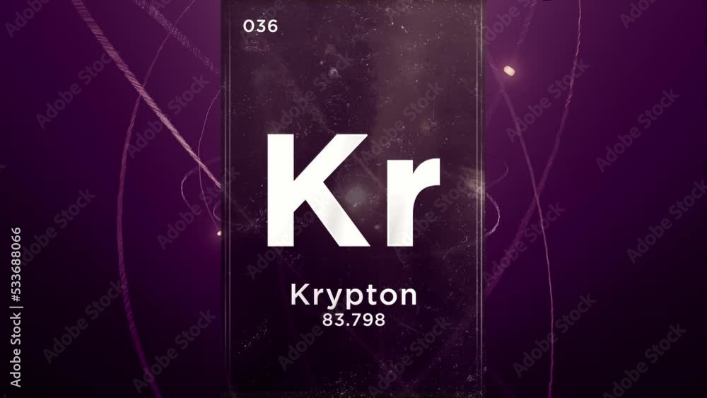 Krypton (Kr) symbol chemical element of the periodic table, 3D ...