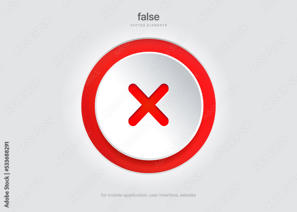X icon. No symbol. Checkmark and cross icon. False icon. Red deny sign ...