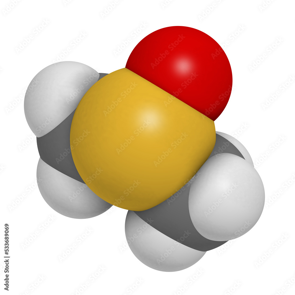 dimethylsulfoxide (DMSO) solvent molecule, chemical structure. Stock ...