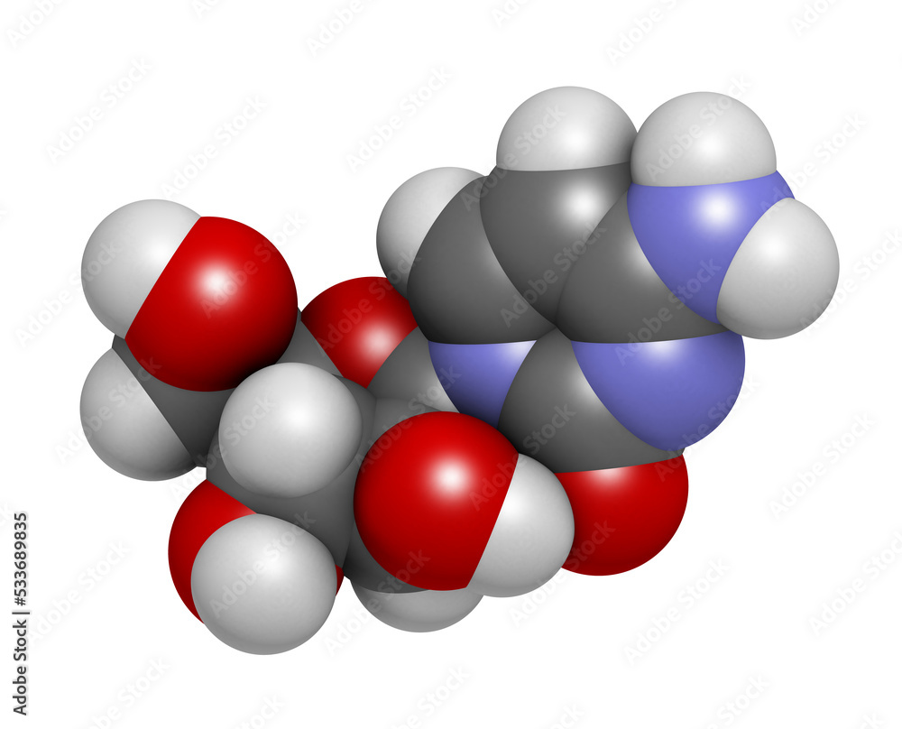 Cytarabine (cytosine arabinoside, Ara-C) chemotherapy drug molecule ...