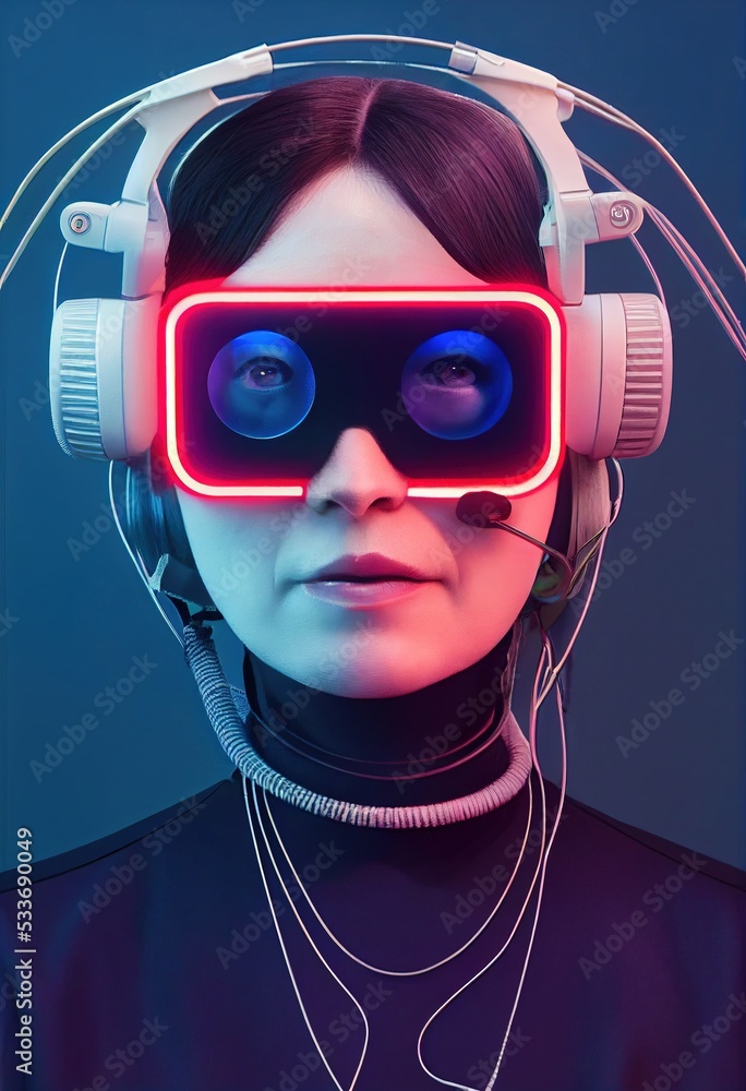 Fictional portrait of a grandmother in a futuristic cyberpunk style ...