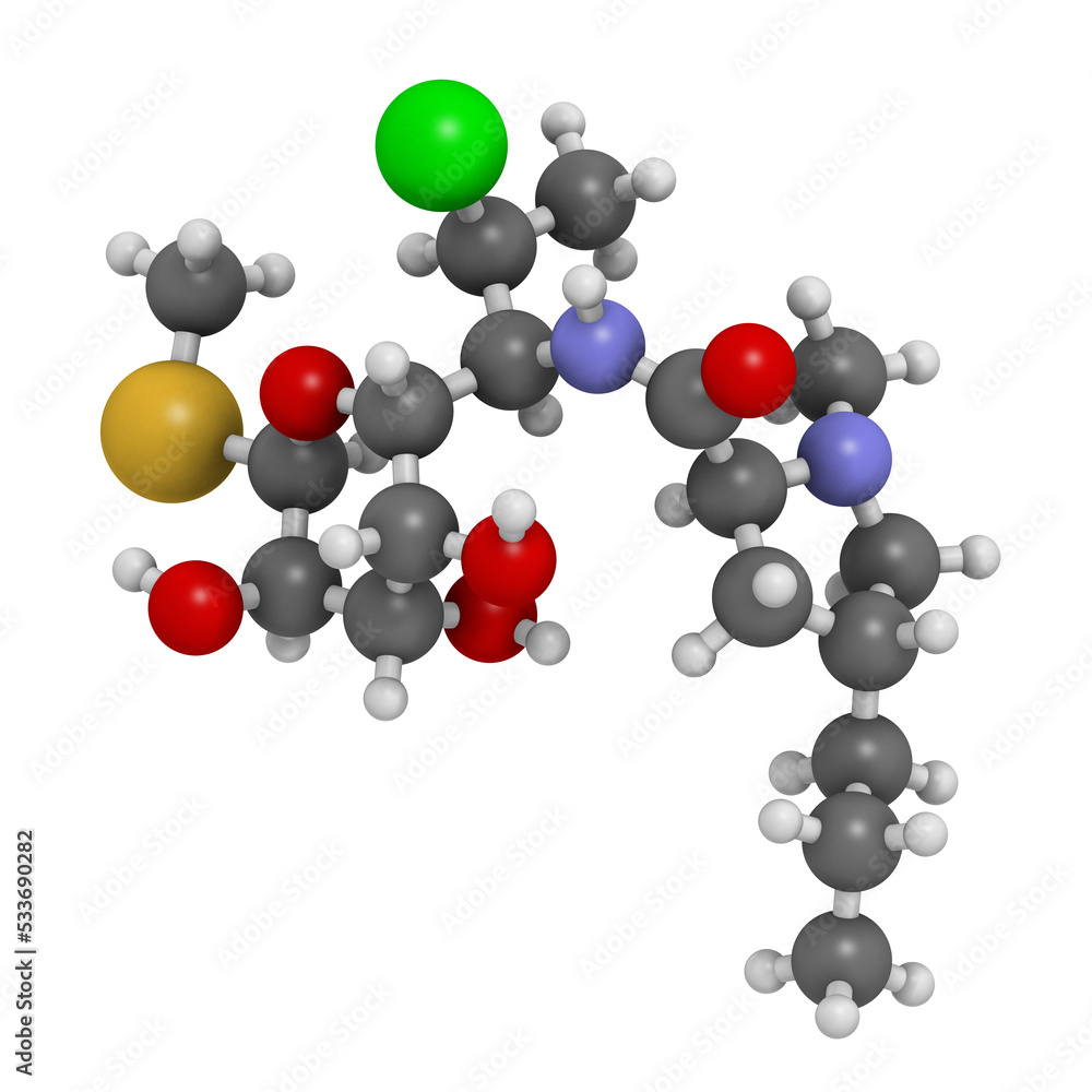 Clindamycin antibiotic drug (lincosamide class), chemical structure ...