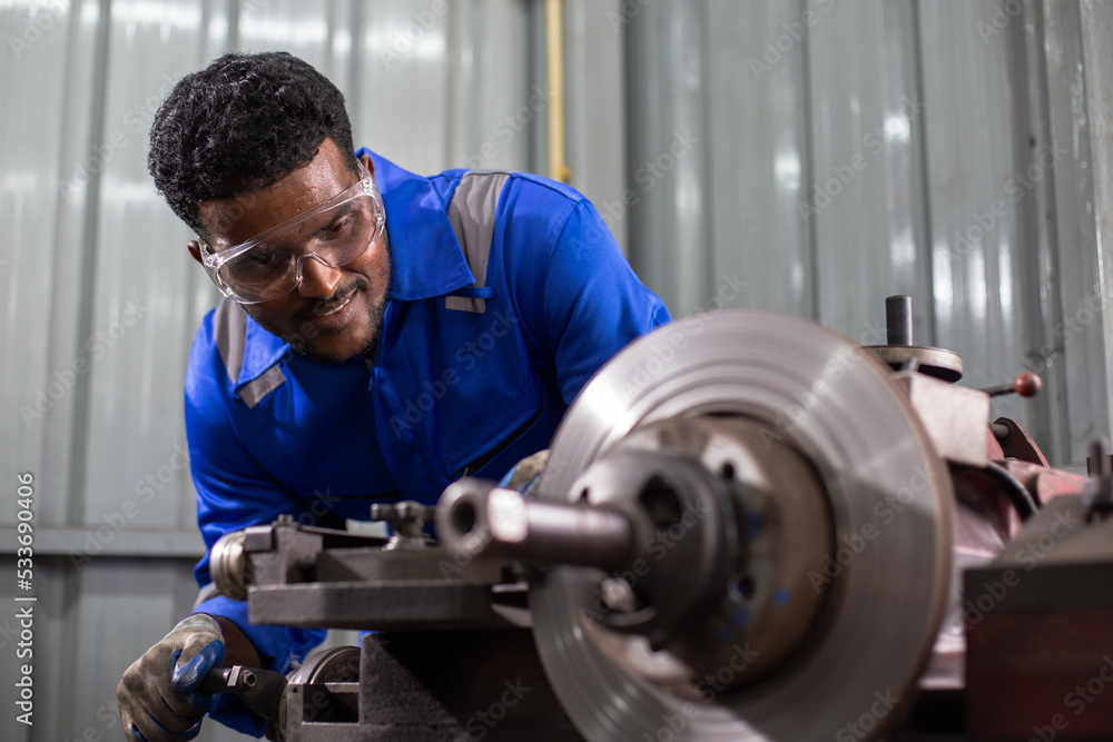 Engineering worker man African American wearing uniform safety working ...