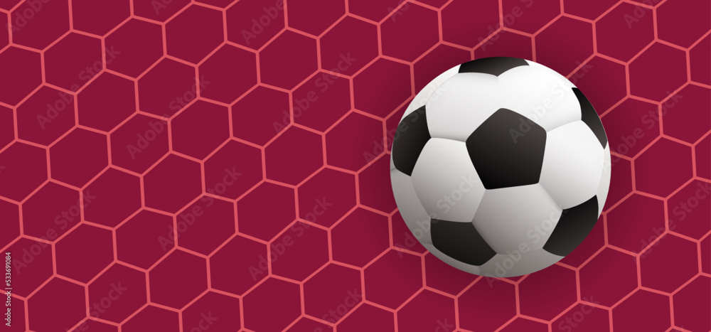 Qatar, ball in goal. Soccer, football cup 2022 game. Vector background ...