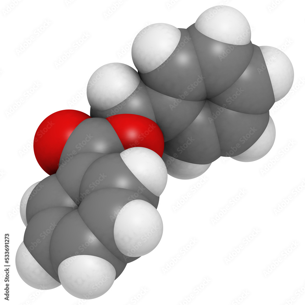 Benzyl benzoate insecticide molecule, chemical structure. Stock ...