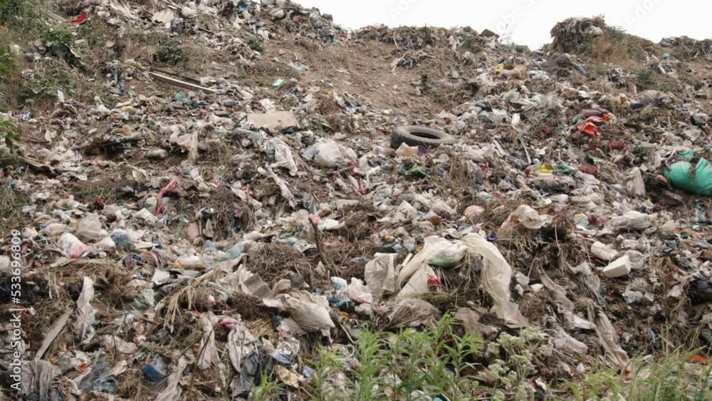 Food waste dump, giant garbage dump pile, pollution concept, garbage ...
