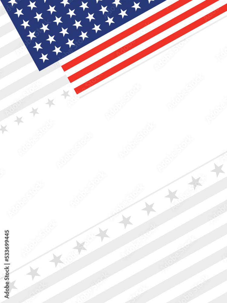 Abstract American flag symbols corner frame border with copy space for ...