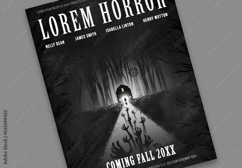 Horror Movie Poster Stock Template | Adobe Stock