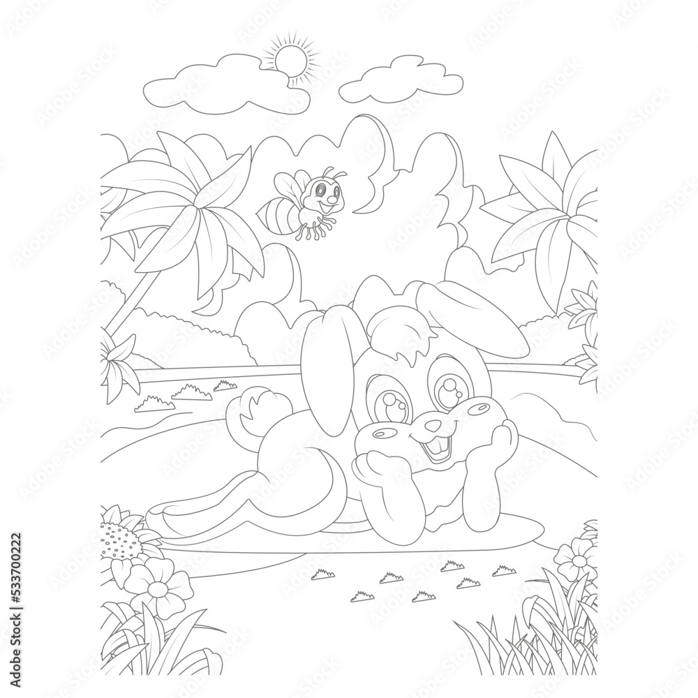 funny animal coloring page for kids Stock Vector | Adobe Stock