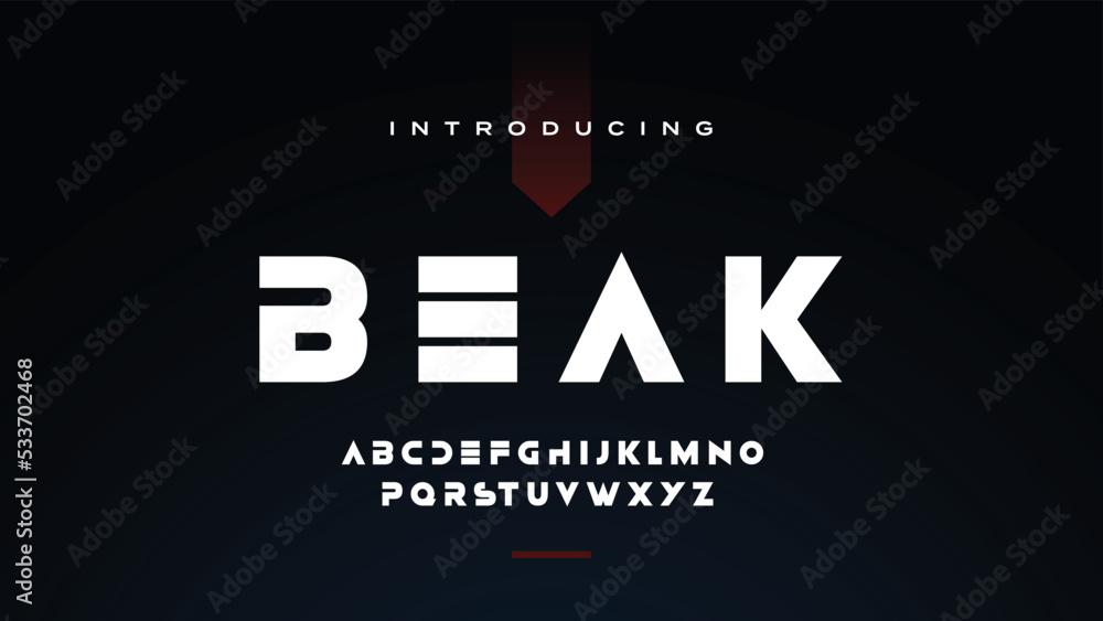 BEAK Sports minimal tech font letter set. Luxury vector typeface for ...