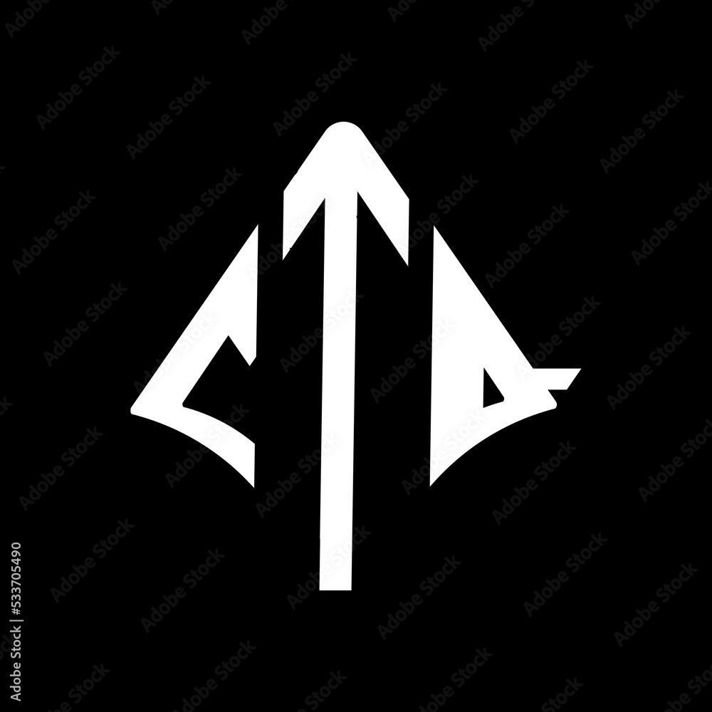 CTQ letter logo design. CTQ modern letter logo with black and white ...