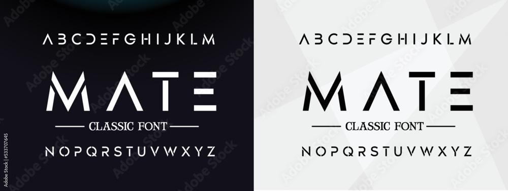 MATE Sports minimal tech font letter set. Luxury vector typeface for ...