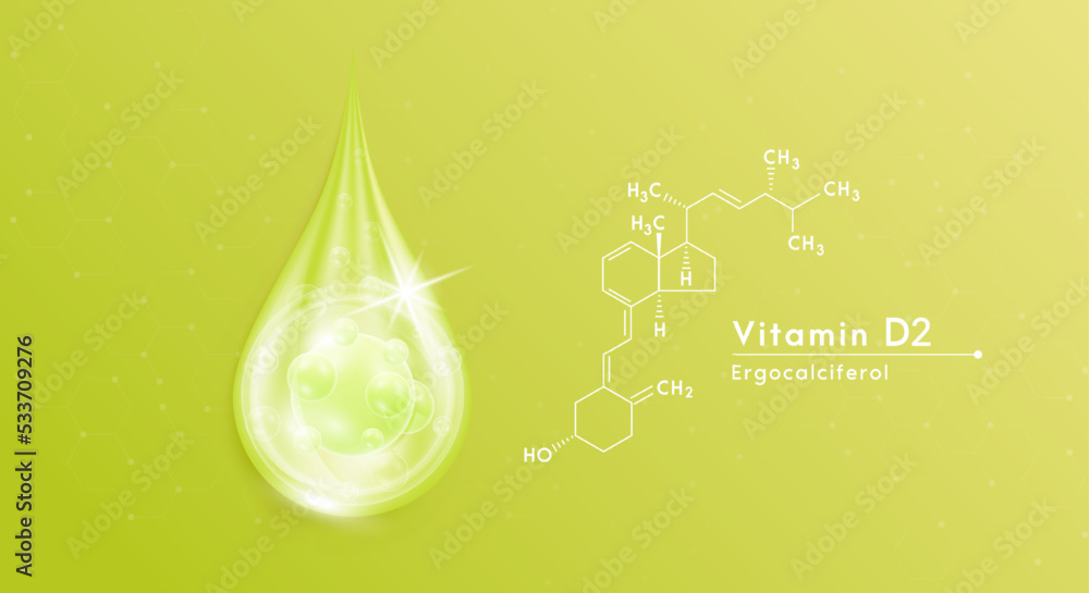 Serum drop water vitamin D2 and structure. Vitamins complex with ...