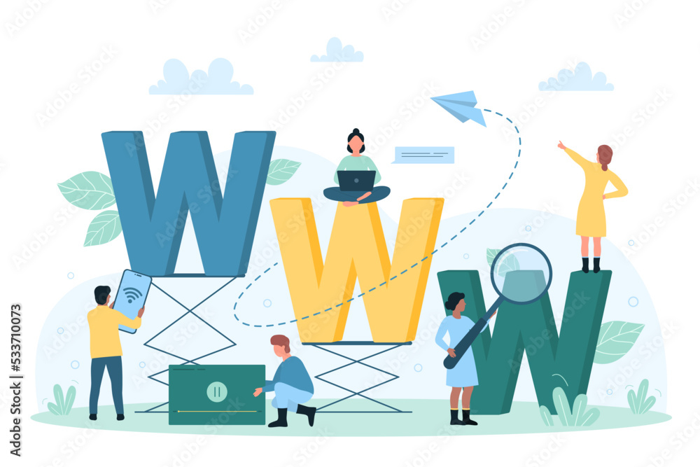 Information search in web or www browsing vector illustration. Cartoon ...