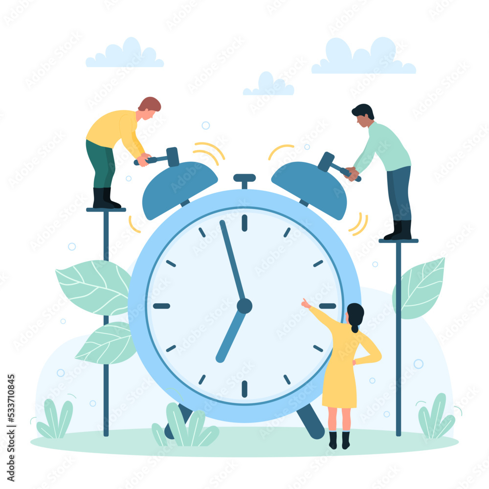 Time management, efficiency of daily tasks and punctuality vector ...