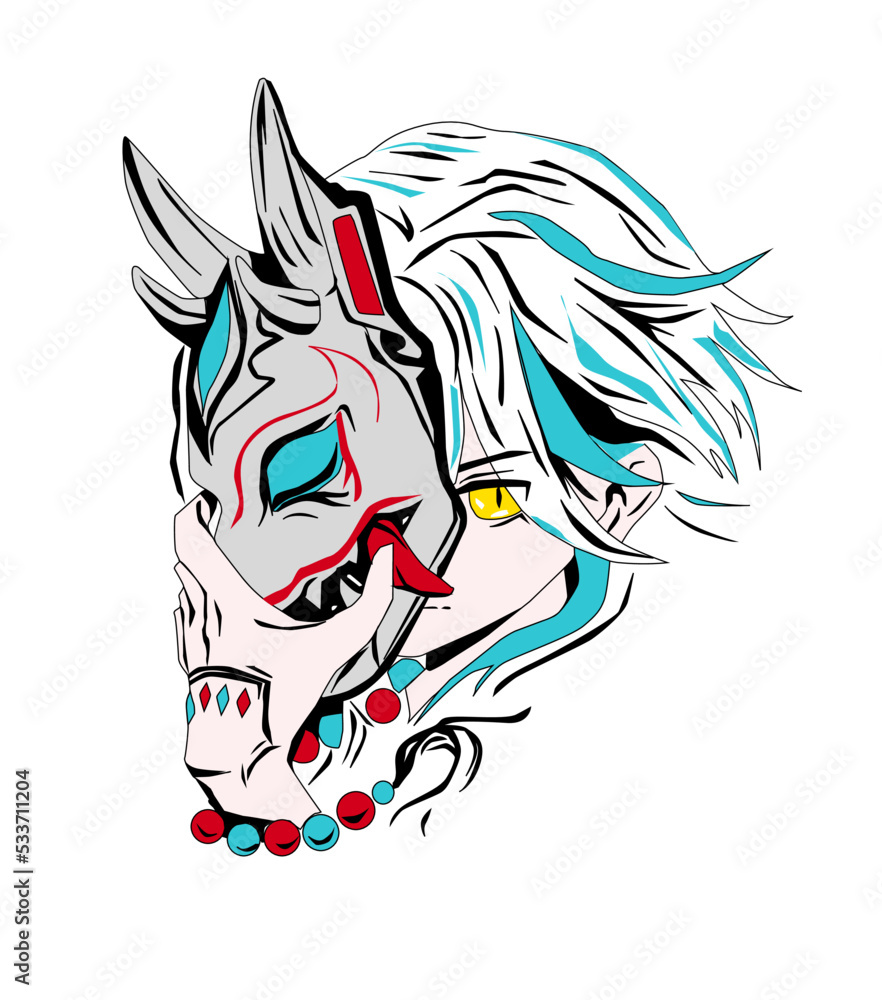 Rubi shigami sketch japanese demon sketch Stock Vector | Adobe Stock