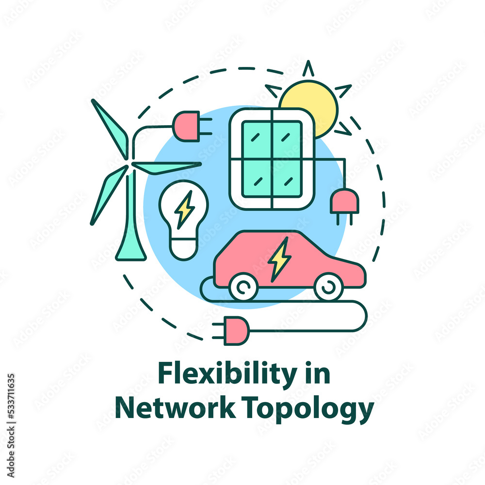 Flexibility in network topology concept icon. Smart grid features ...