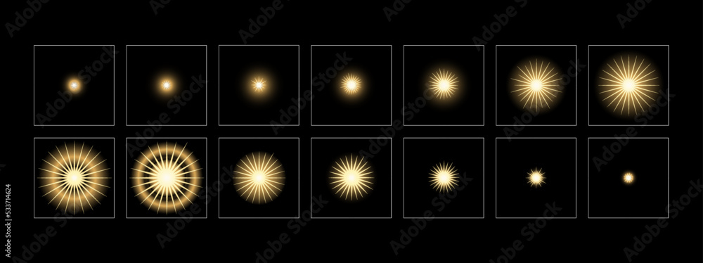 Colorful shine light FX. Shine effect sprite sheet for animation and ...