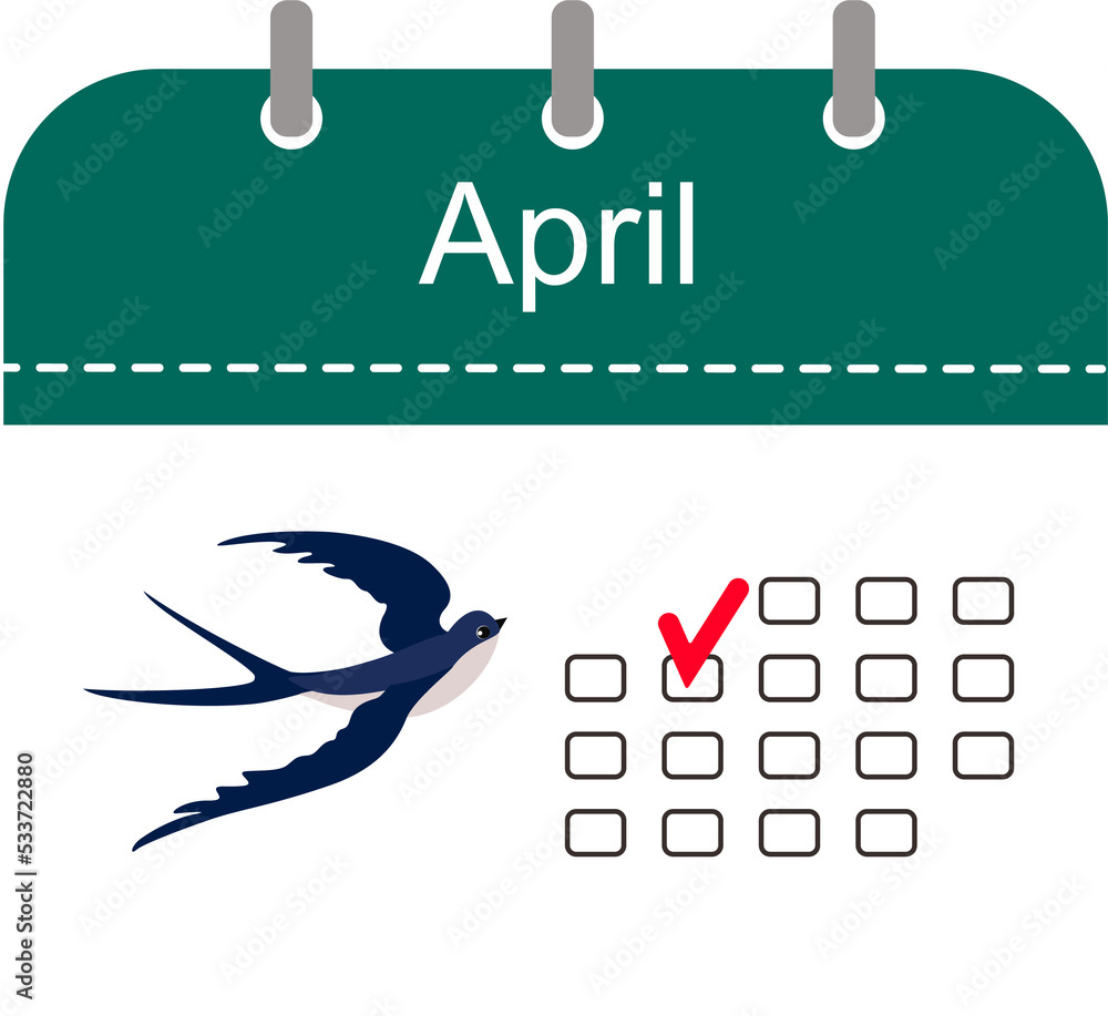 April calendar icon with pattern isolated on transparent background ...