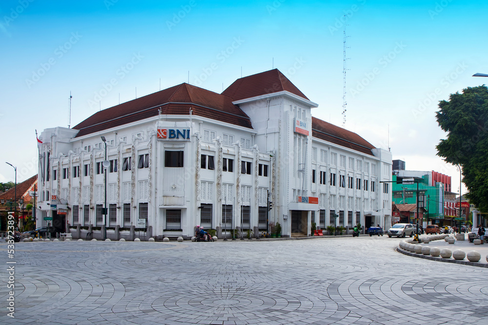 Bank BNI historical building at titik nol or zero point kilometer ...