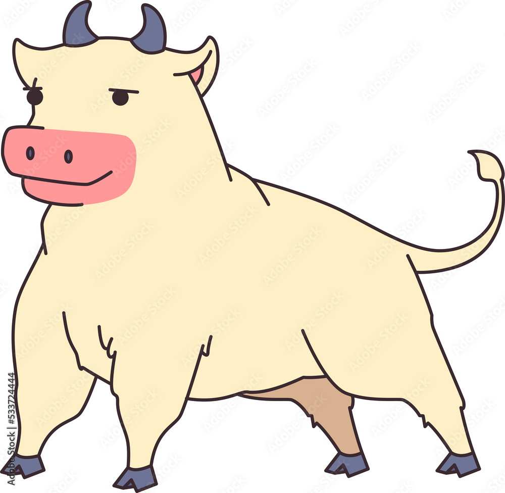 Cartoon cute ox vector illustration Stock Illustration | Adobe Stock