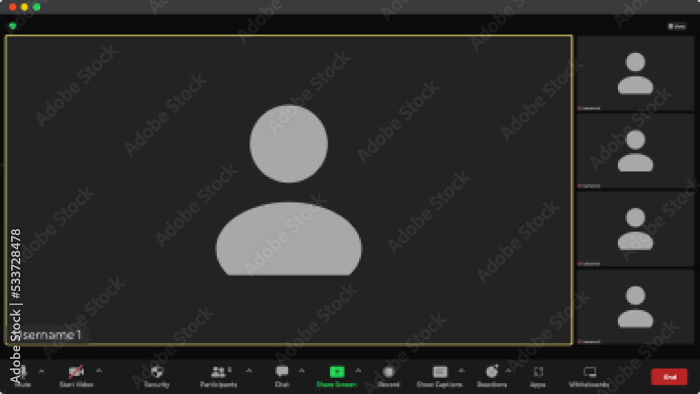Video conferencing user interface. Online conference meeting. Videocall ...