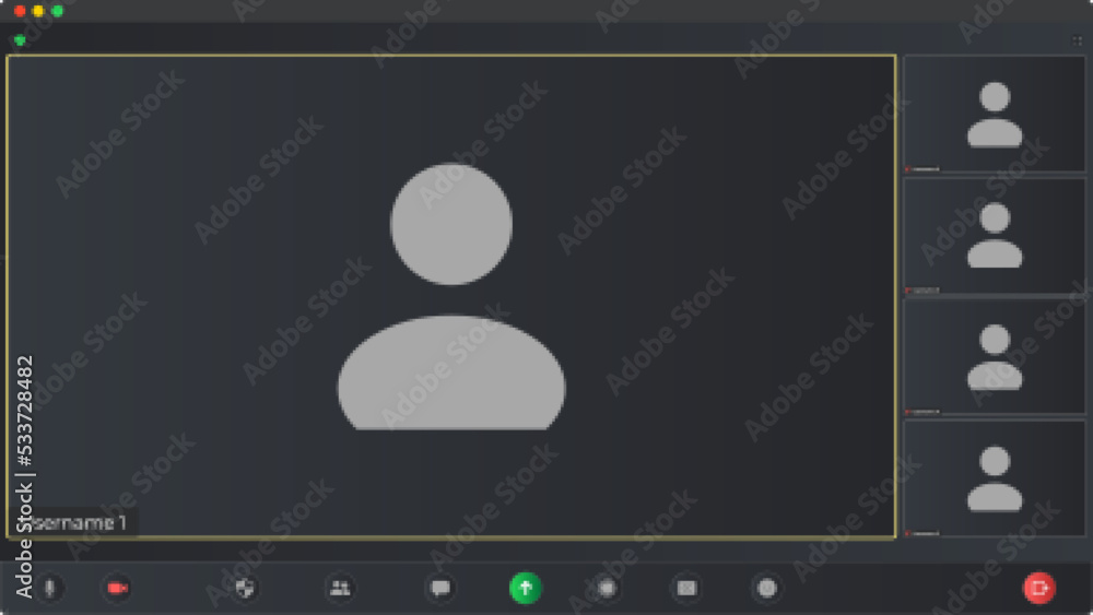 Video conference user interface. Video calls window overlay. Call ...