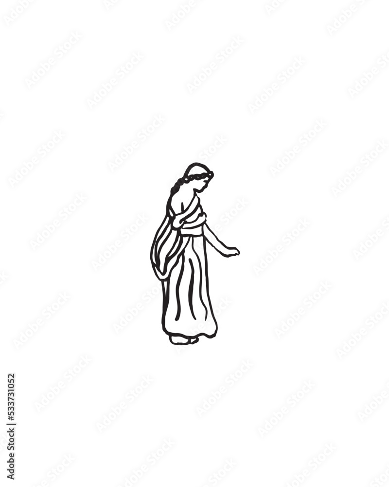 Angel in Robes Reaching Down from Heaven - Black and White sketch ...