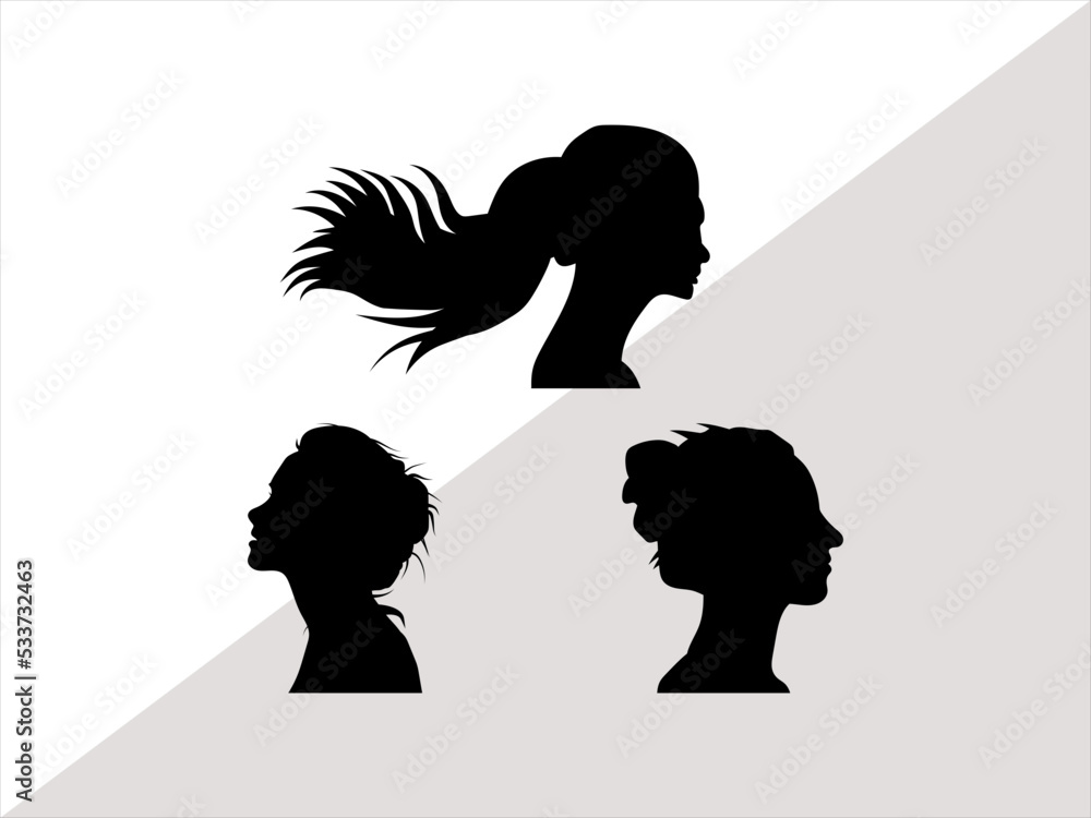 Woman Heads SVG, Woman Heads Silhouette, Heads Svg, Women Hair Svg ...