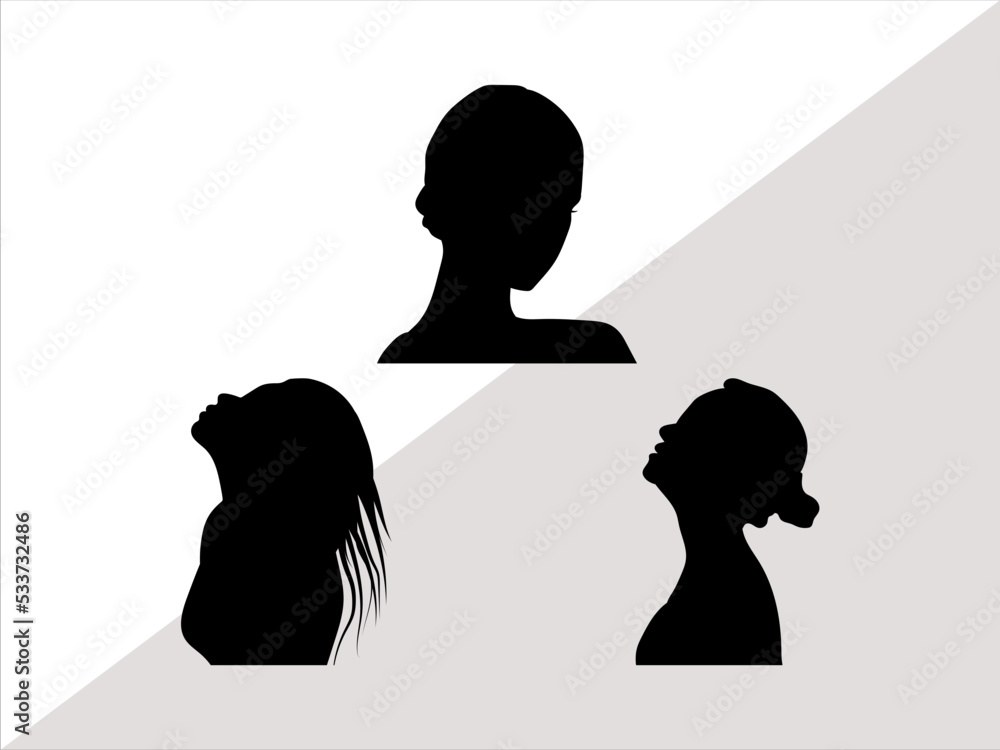 Woman Heads SVG, Woman Heads Silhouette, Heads Svg, Women Hair Svg ...
