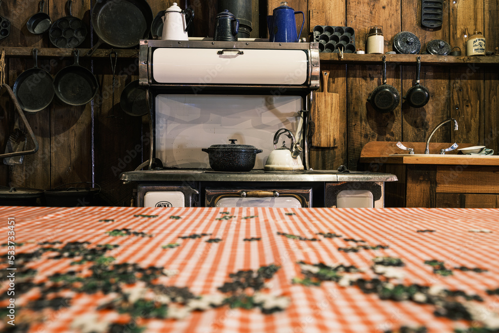 Antique Stove in an old-fashioned kitchen Stock Photo | Adobe Stock