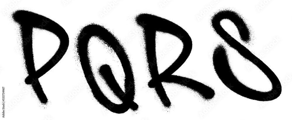 Graffiti spray font alphabet with a spray in black over white. Vector ...
