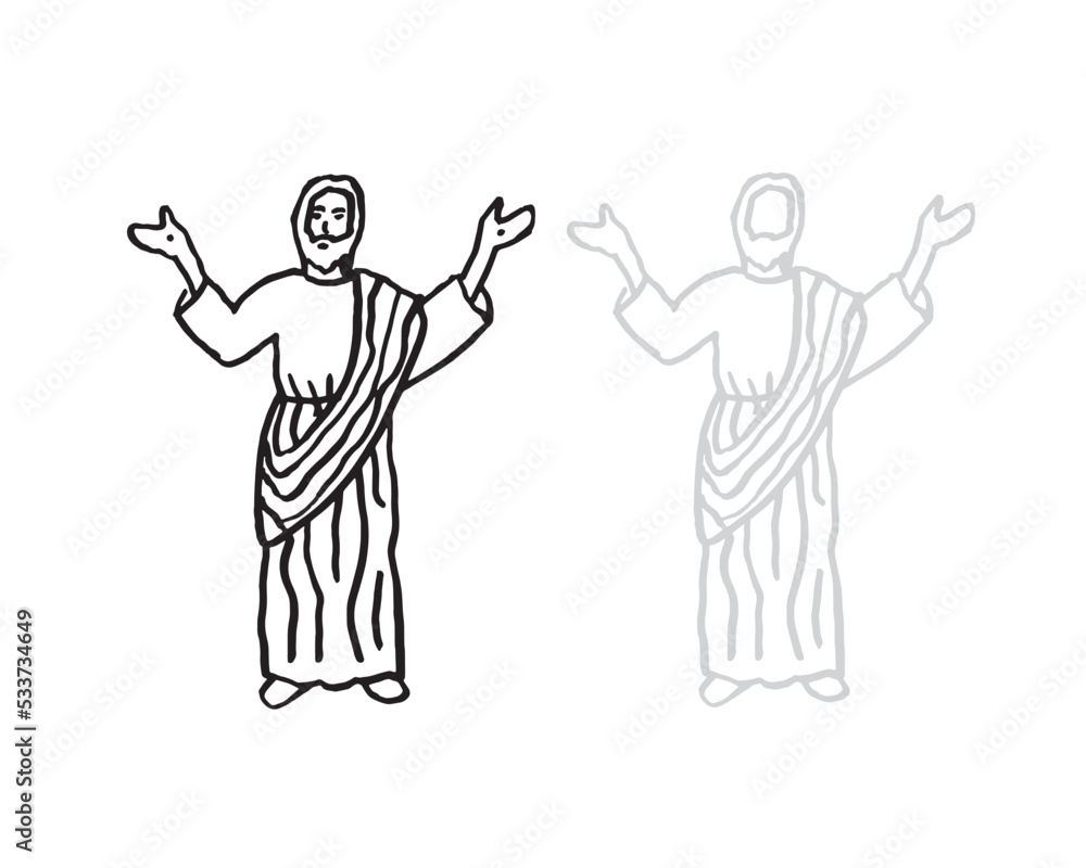 Jesus Christ Body and Spirit, Simple Vector Illustration Line Drawing ...