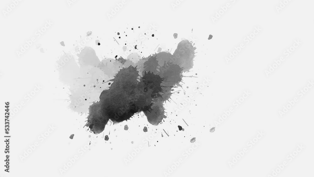 Ink splatters transition animation. Ink brush stroke transition. Ink ...