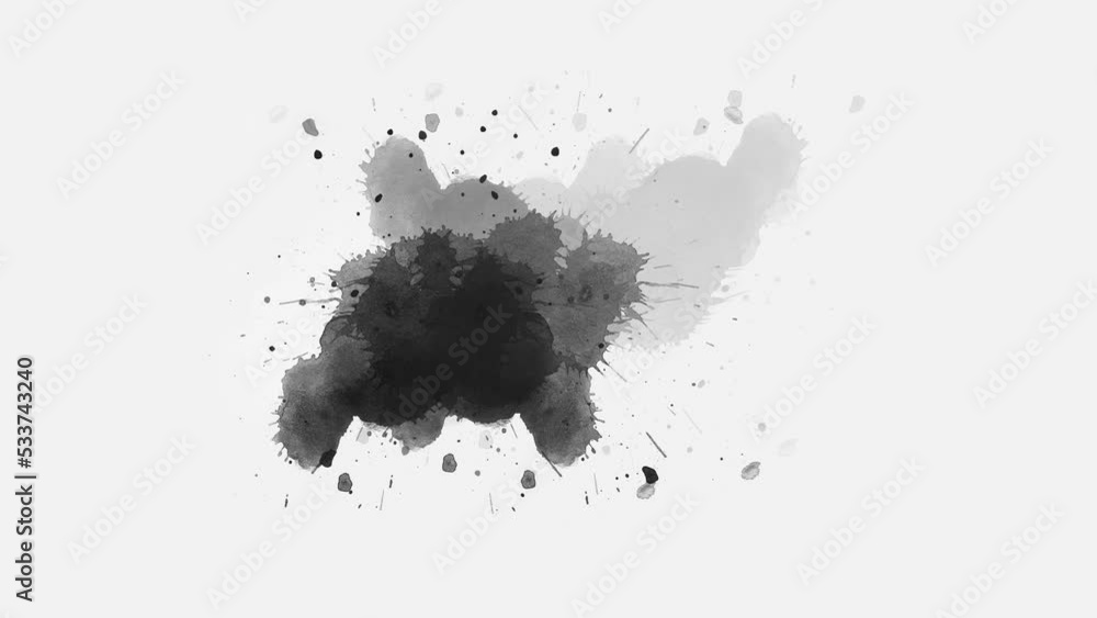Ink splatters slow motion transition animation. Ink brush stroke ...