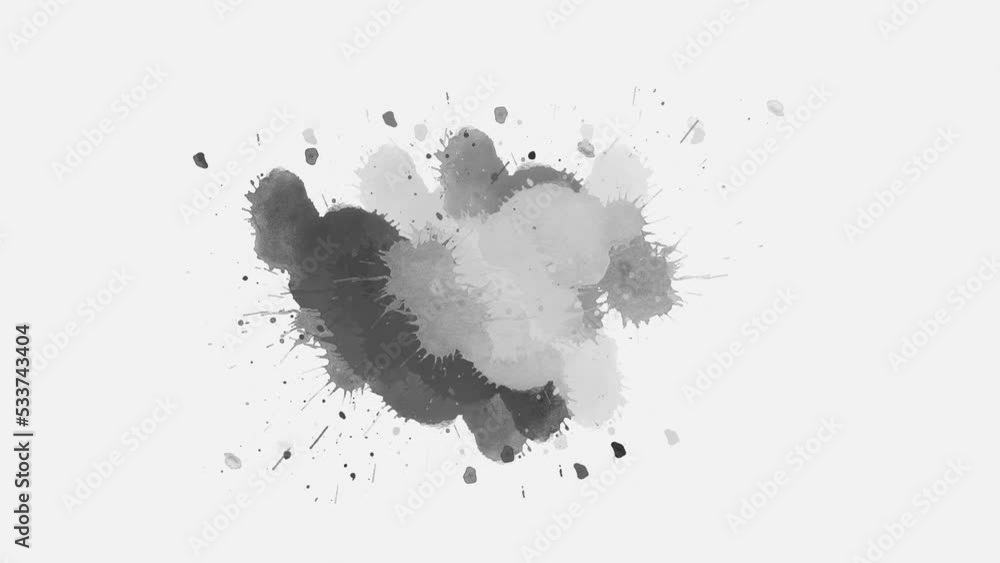 Ink splatters slow motion transition animation. Ink brush stroke ...