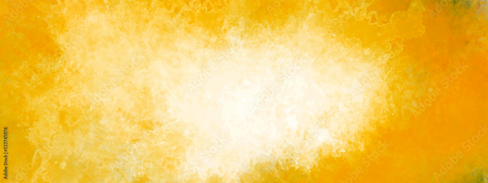 Abstract yellow watercolor painted paper texture background banner ...