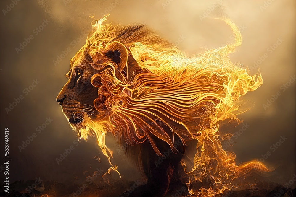 Fiery lion Stock Illustration | Adobe Stock