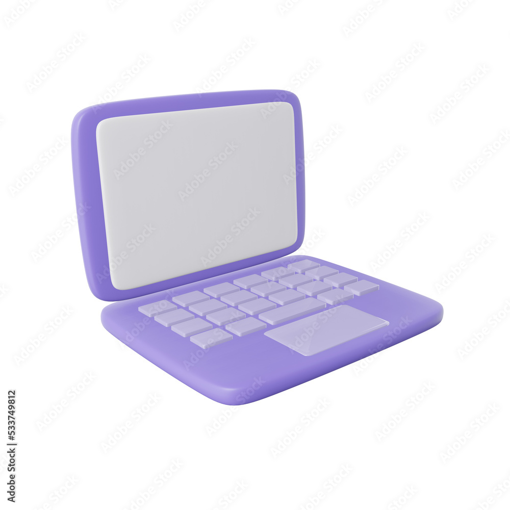 Laptop isolated on transparent background. Computer, 3d render ...