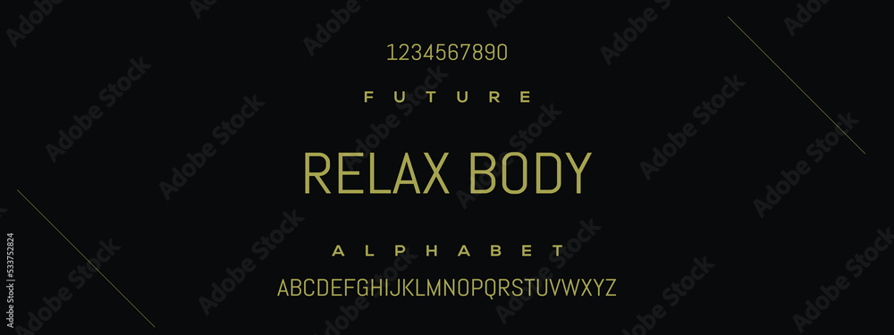 RELAX BODY Luxury Minimal Modern Tech Alphabet Letter Fonts. Typography ...