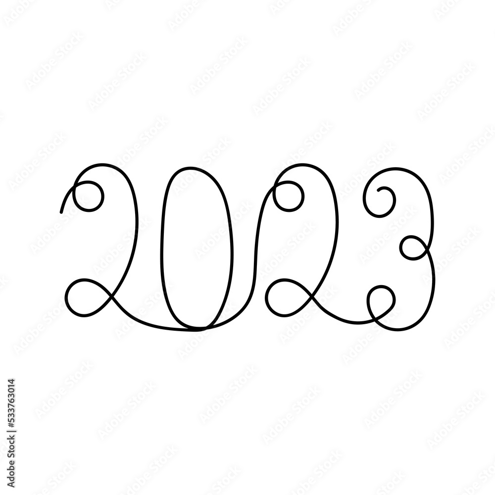 2023 year. Continuous one line drawing. Vector illustration Stock ...
