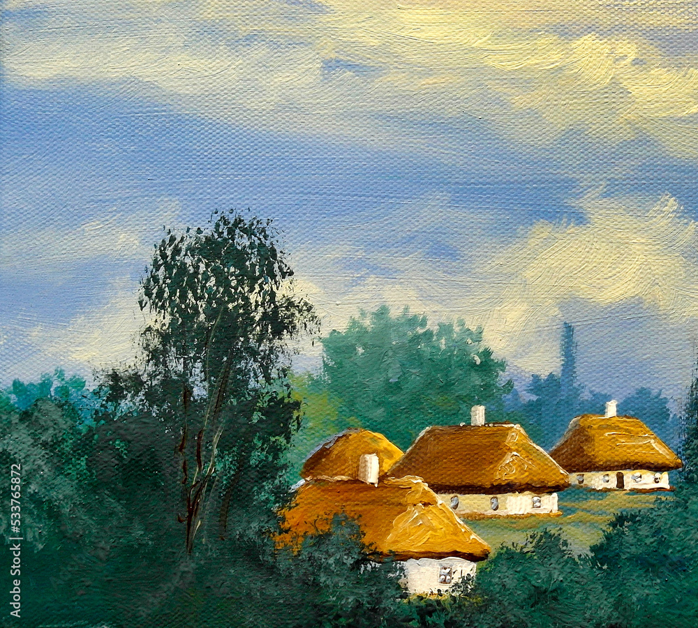 Beautiful spring landscape with river and trees. Beautiful big trees ...