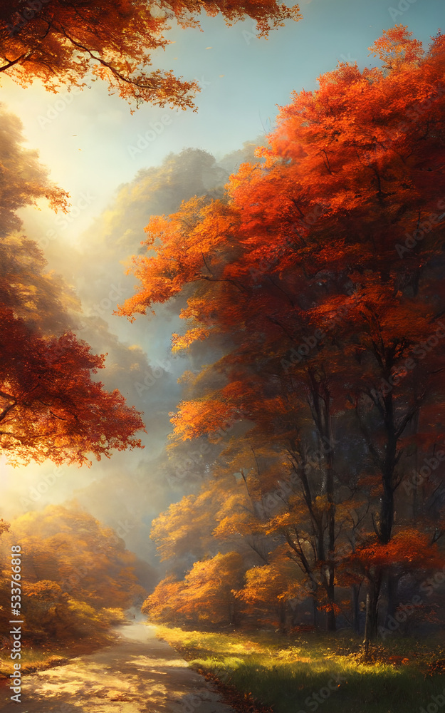 The Autumn scenic tourist road is a beautiful sight. The leaves are ...