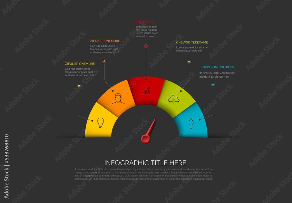 Multipurpose Dark Infographic Five Elements Template Stock Template ...