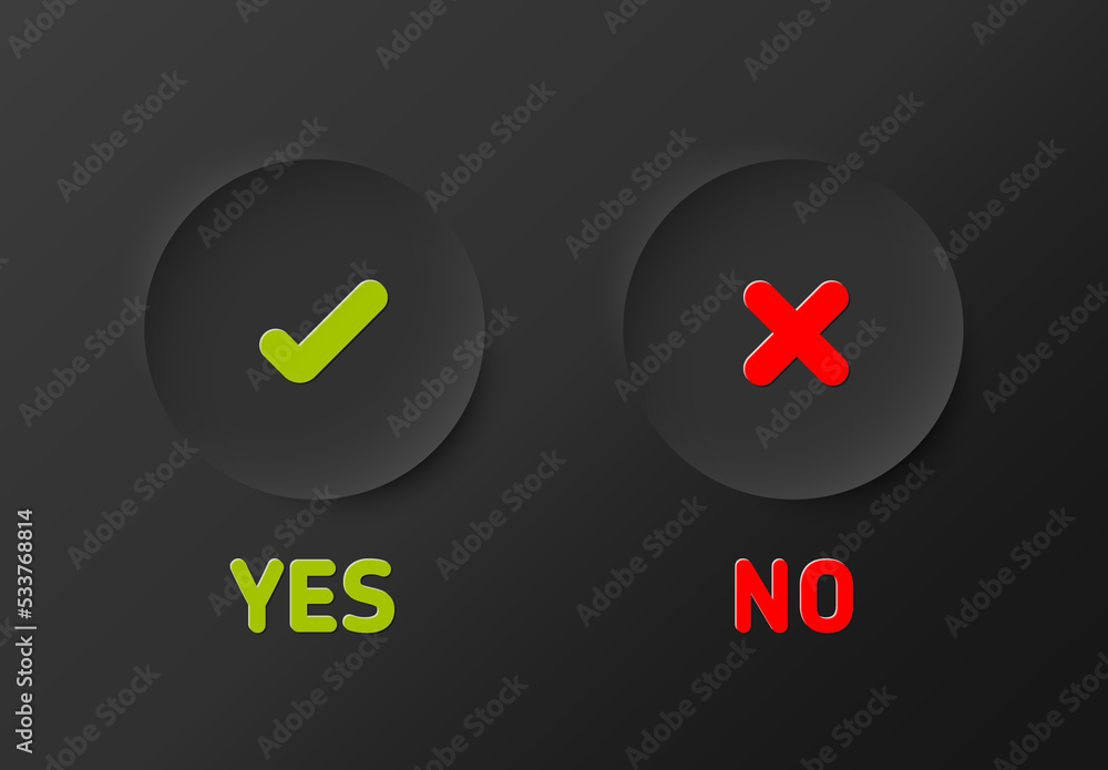 Set of Fresh Minimalist Dark Icons for Various Status - Yes, No, Accept ...