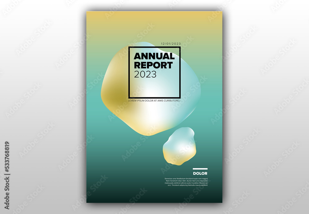Light Annual Report Cover Page Template with Modern Abstract Shape ...