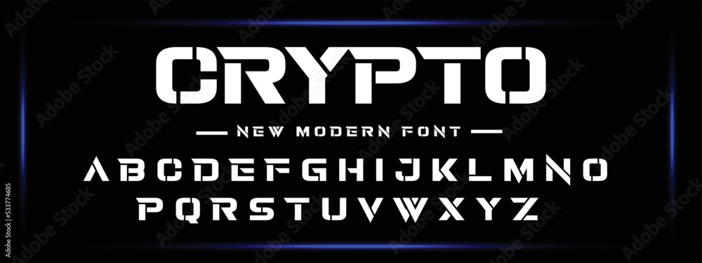 CRYPTO tech vector font typeface unique font design. Typeface urban ...