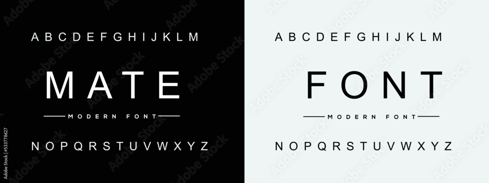 Vetor de MATE Minimal Modern font. Classic, Abstract, tech, gaming and ...