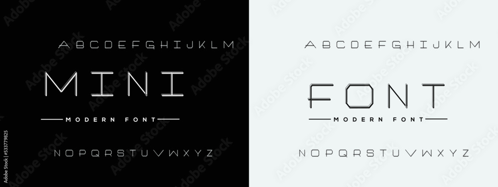 Luxury Minimal Modern Tech Alphabet Letter Fonts. Typography minimal ...